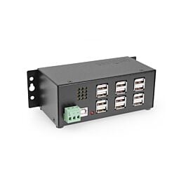 Industrial 12-Port USB 2.0 Powered Hub for PC-MAC DIN-RAIL Mount