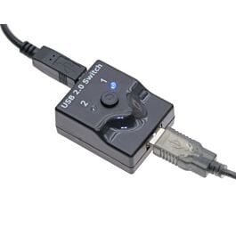 Black Mini Switch 2-Port A/B USB 2.0 Manual Switch with Two 6ft Cables