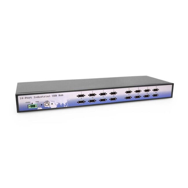 Industrial 16-Port USB 2.0 Rack Mount Hub with Built-in Power Supply